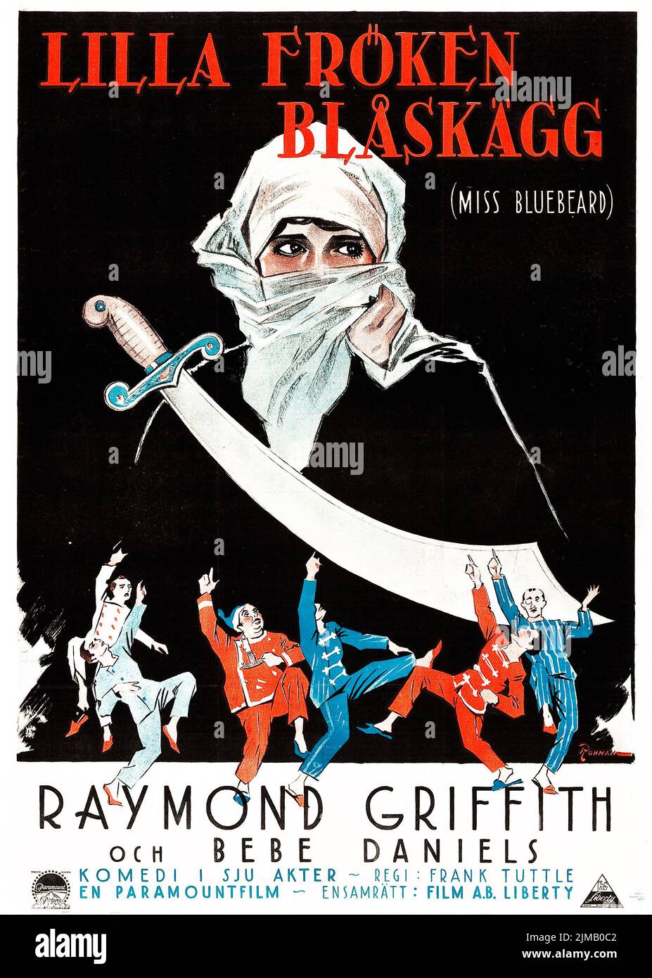 Miss Bluebeard (Paramount, 1925). Swedish. movie poster. Lilla Froken Blaskagg - Eric Rohman ...