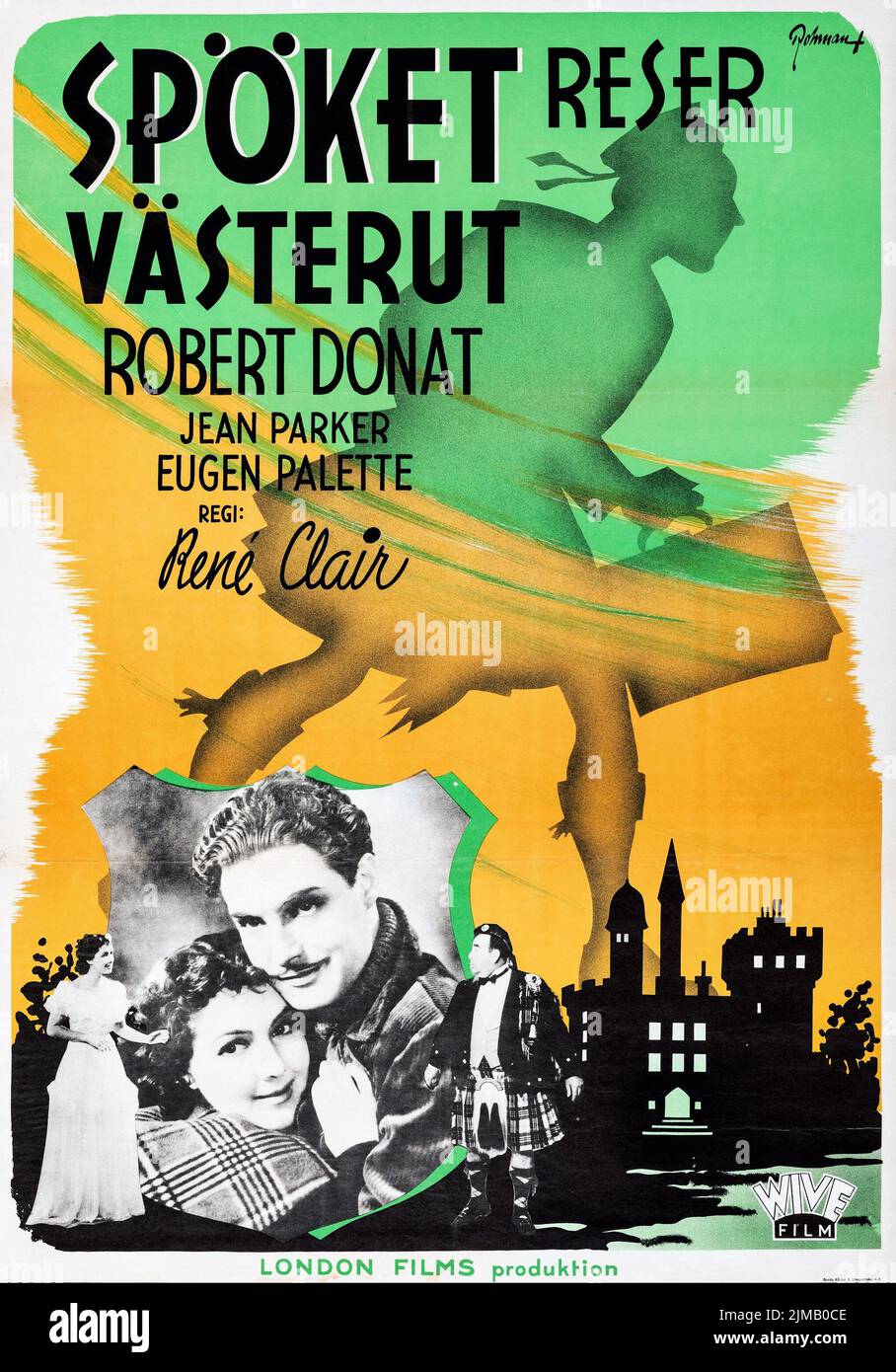 The Ghost Goes West (Wive Film, 1936). Swedish film poster. Eric Rohman ...