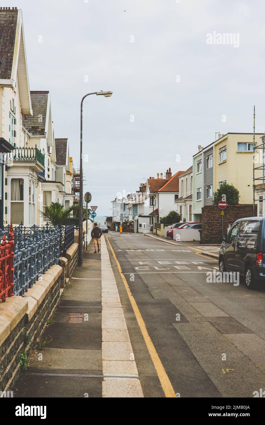 A vertical shot of modern buildings in St. Helier, UK Stock Photo - Alamy