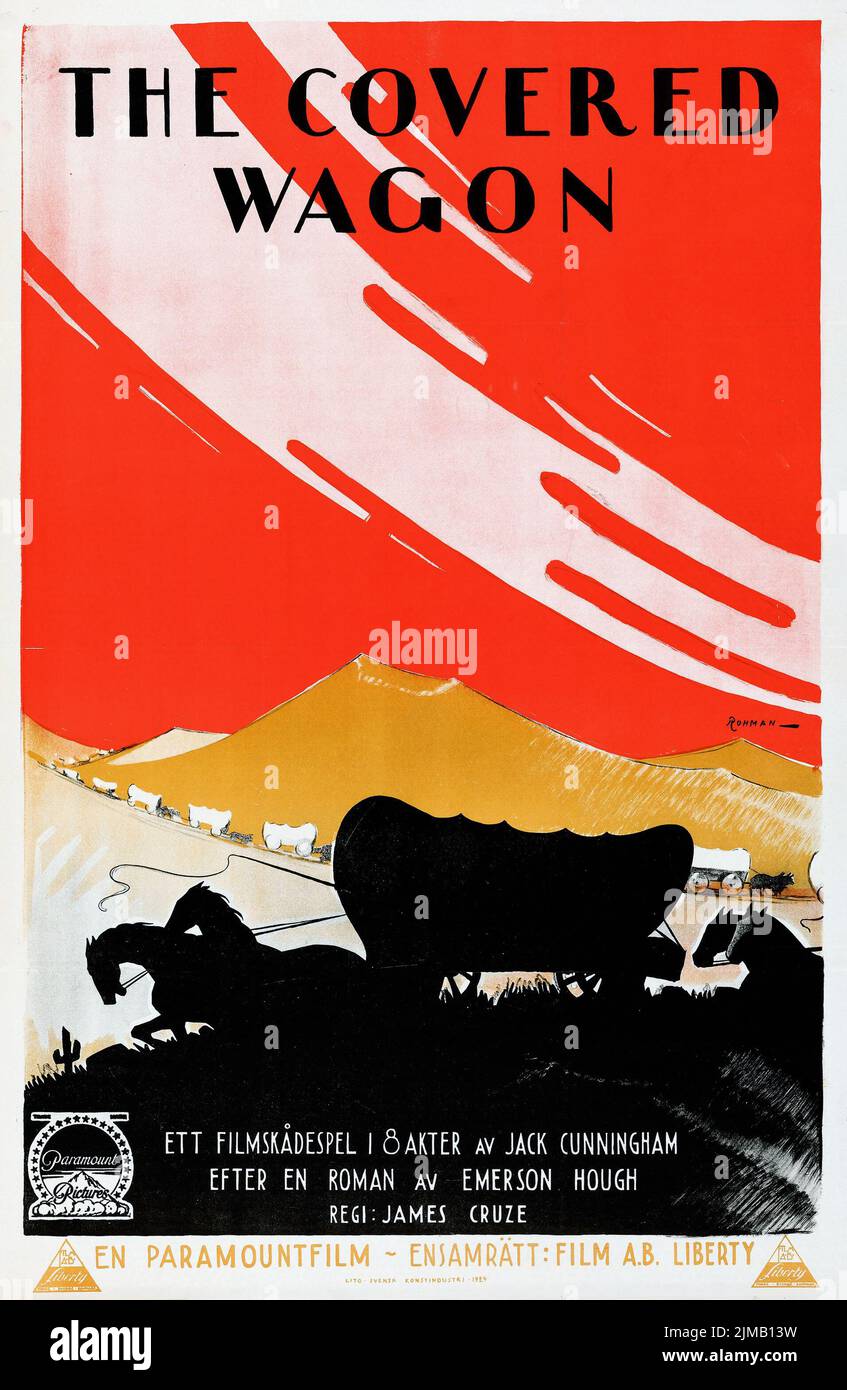 The Covered Wagon (Paramount, 1924). Swedish movie poster - Eric Rohman ...