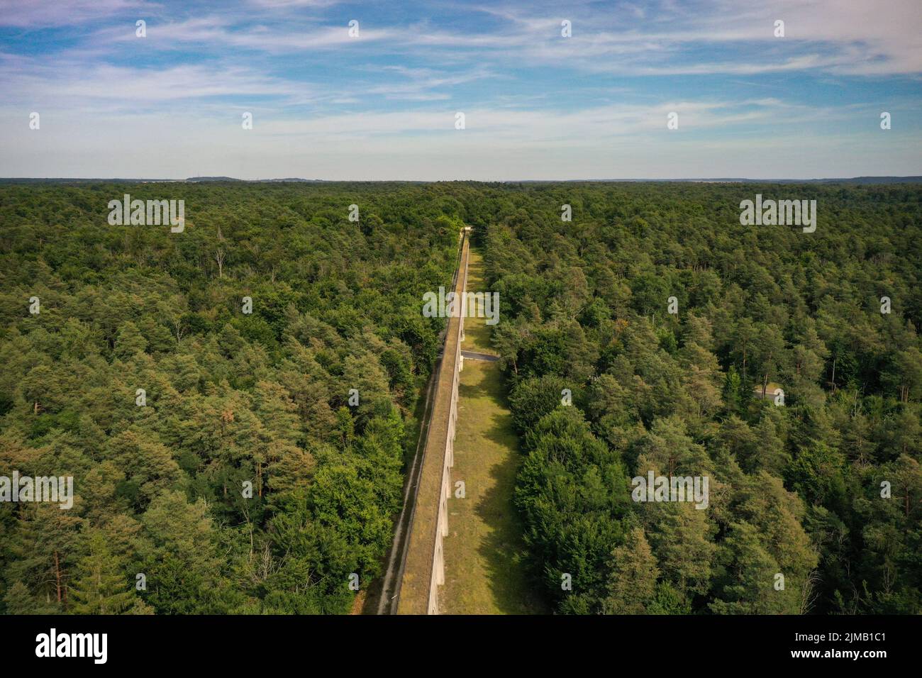 aerial view of the aqueduct of the forest of Fontainebleau in Seine et ...