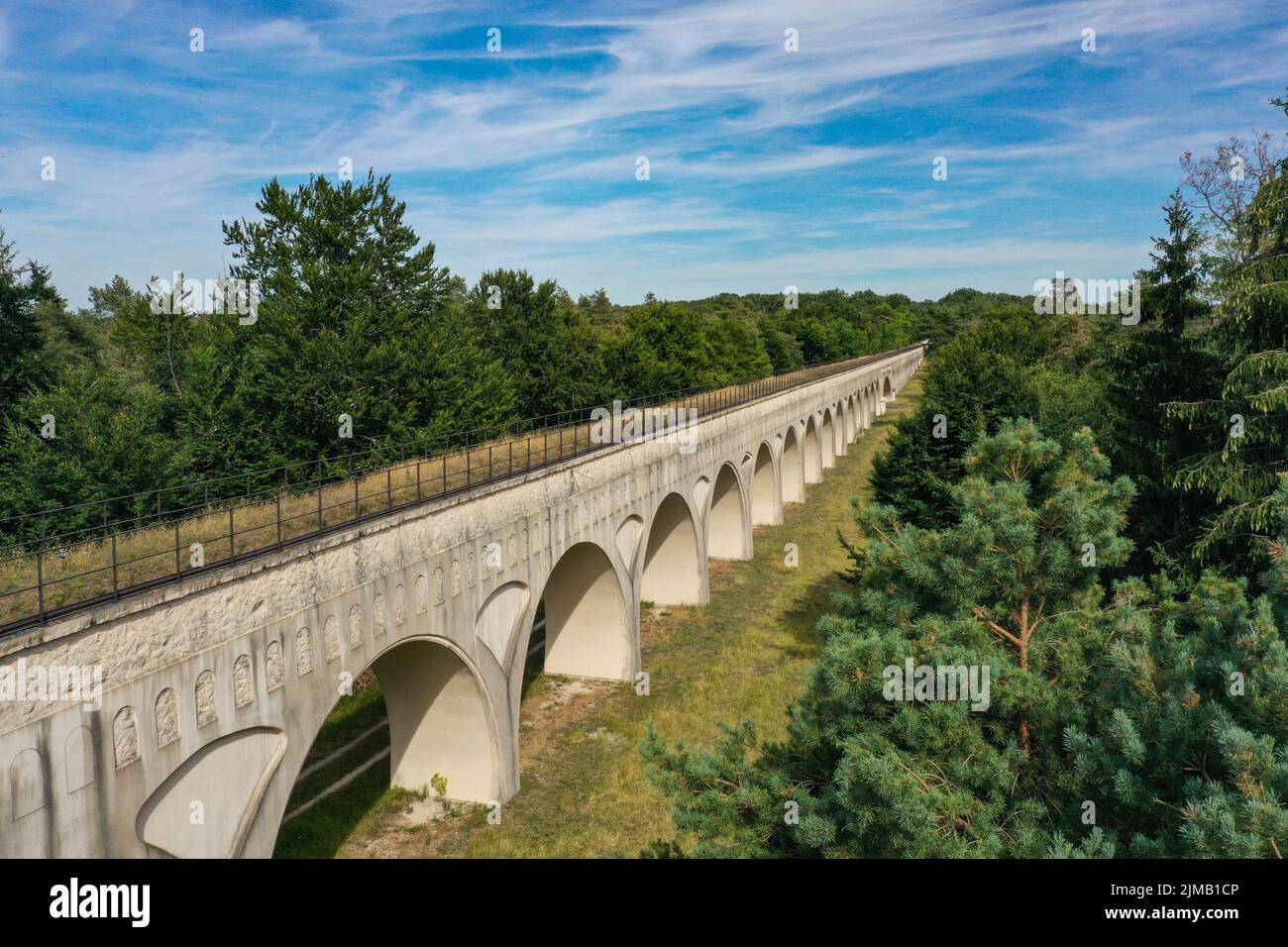 aerial view of the aqueduct of the forest of Fontainebleau in Seine et ...