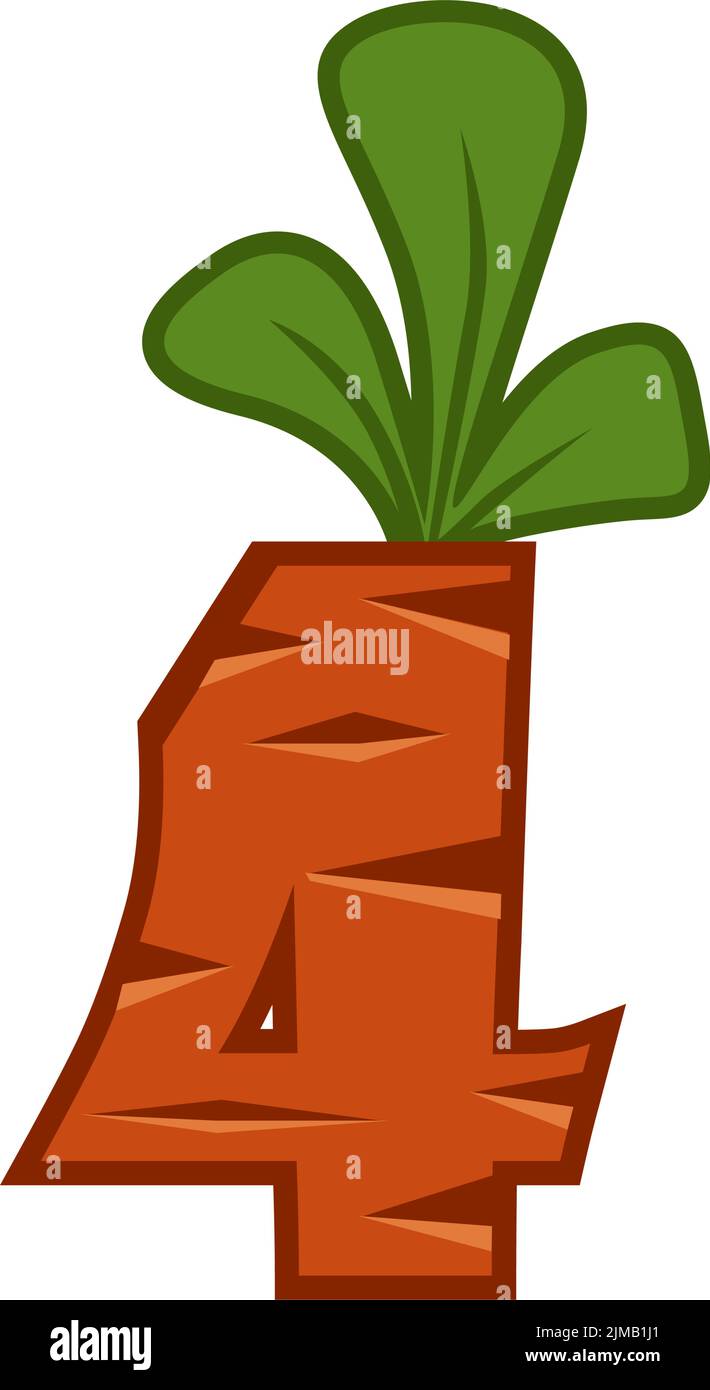 Cartoon carrot number four font kids number. Orange Figure 4 Stock ...