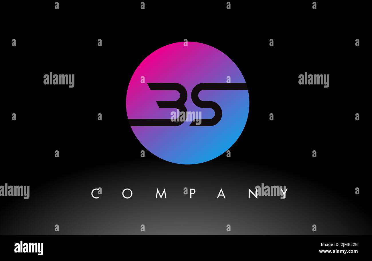 BS Letter Logo Design Icon with Purple Neon Blue Colors and Circular ...