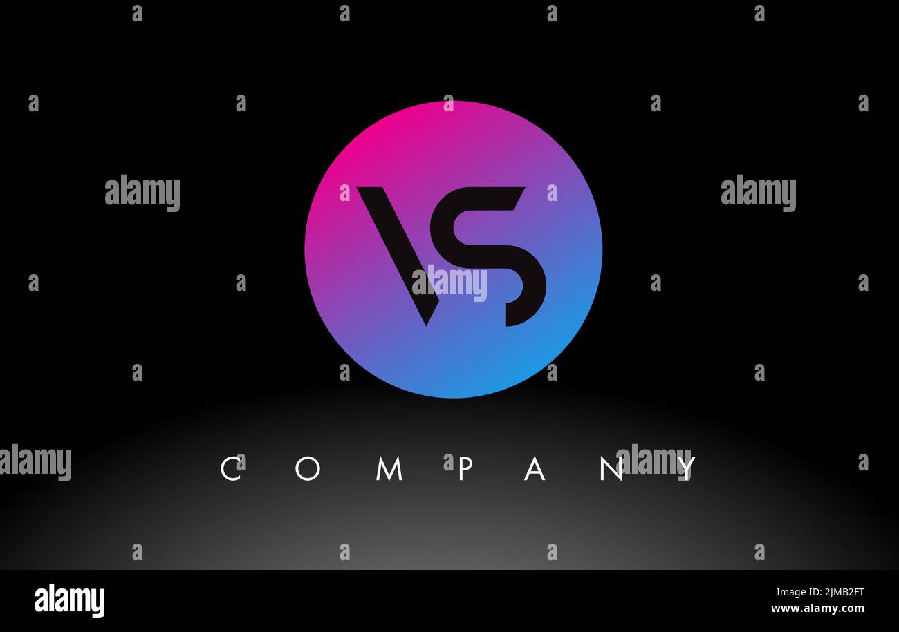 VS Letter Logo Design Icon with Purple Neon Blue Colors and Circular ...