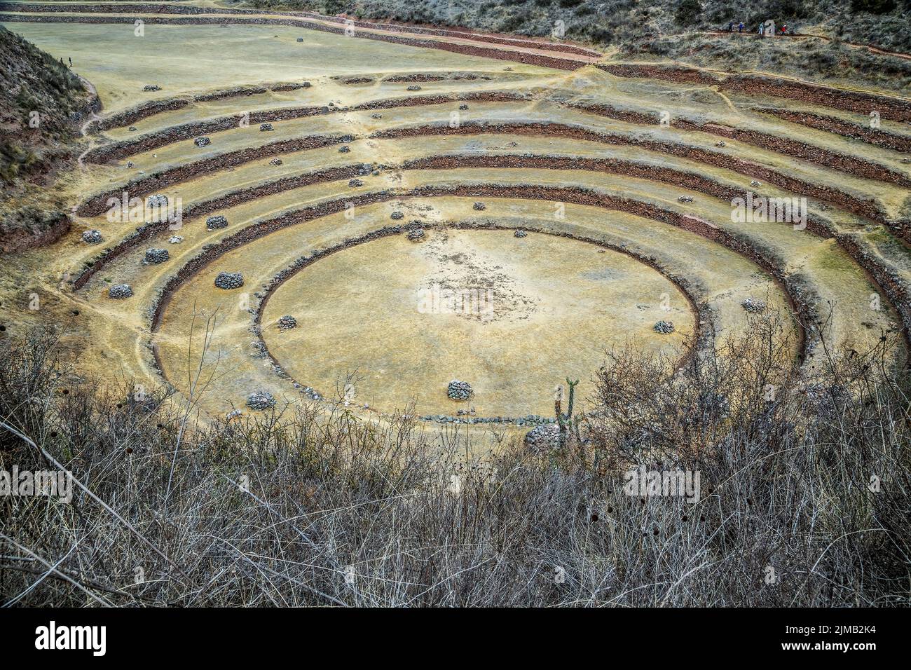 Concentric agricultural terraces, Moray Inca ruins, Cusco, Peru Stock ...