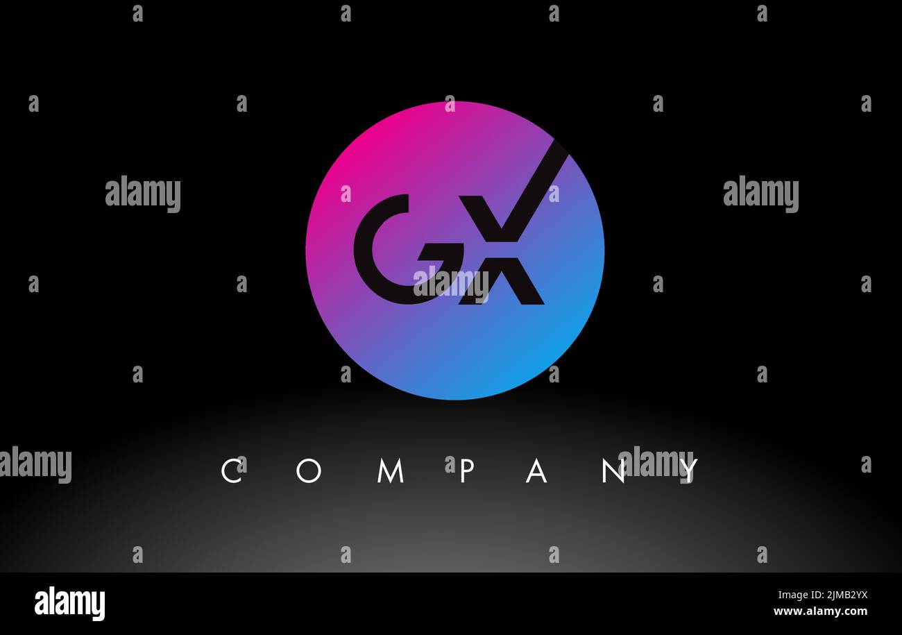 GX Letter Logo Design Icon with Purple Neon Blue Colors and Circular ...