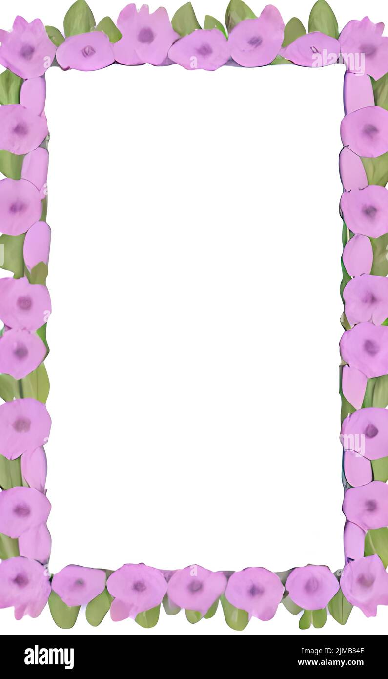 A vertical illustration of a floral frame with copy space for ...