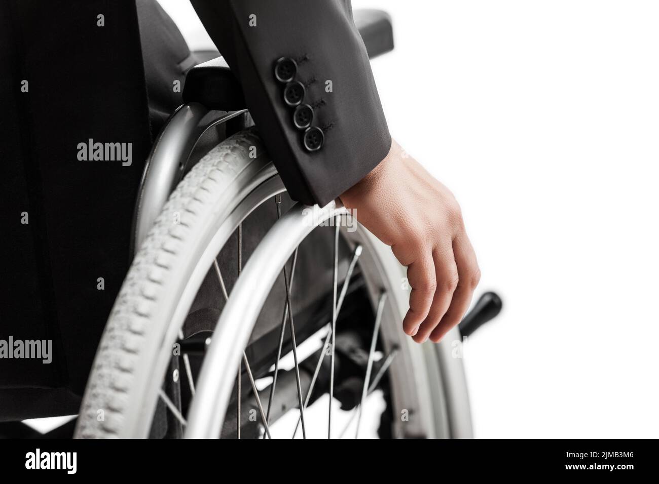 Invalid or disabled businessman in black suit sitting wheelchair Stock ...