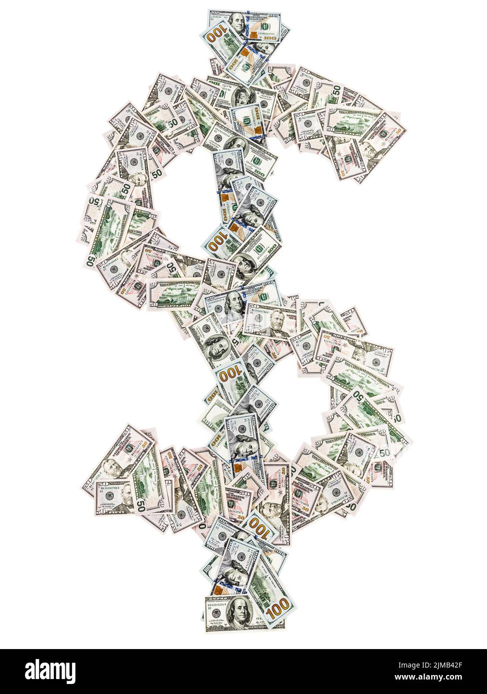 American dollar money sign symbol shape by paper currency cash Stock ...