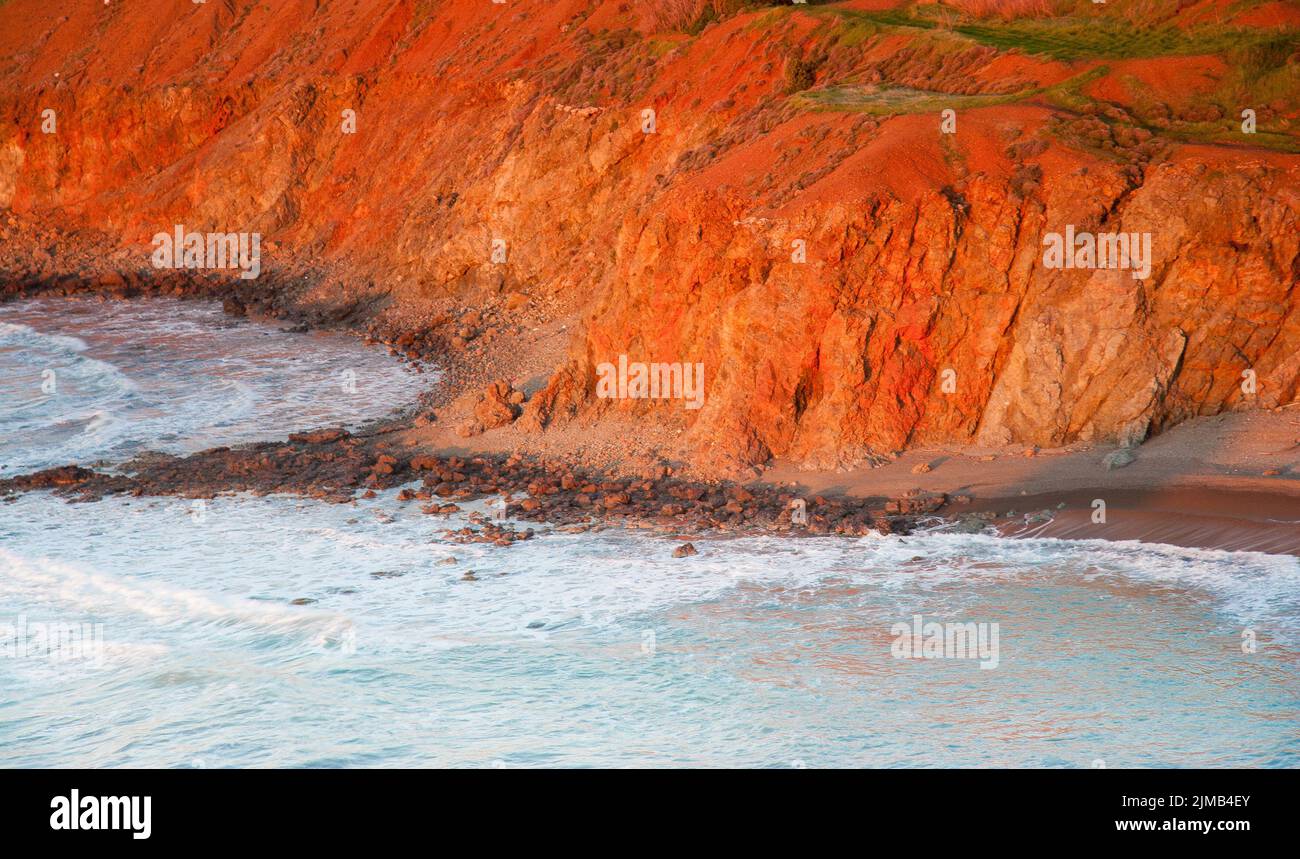 Seaside cliff bathed in afternoon light in Pomos, Cyprus Stock Photo ...
