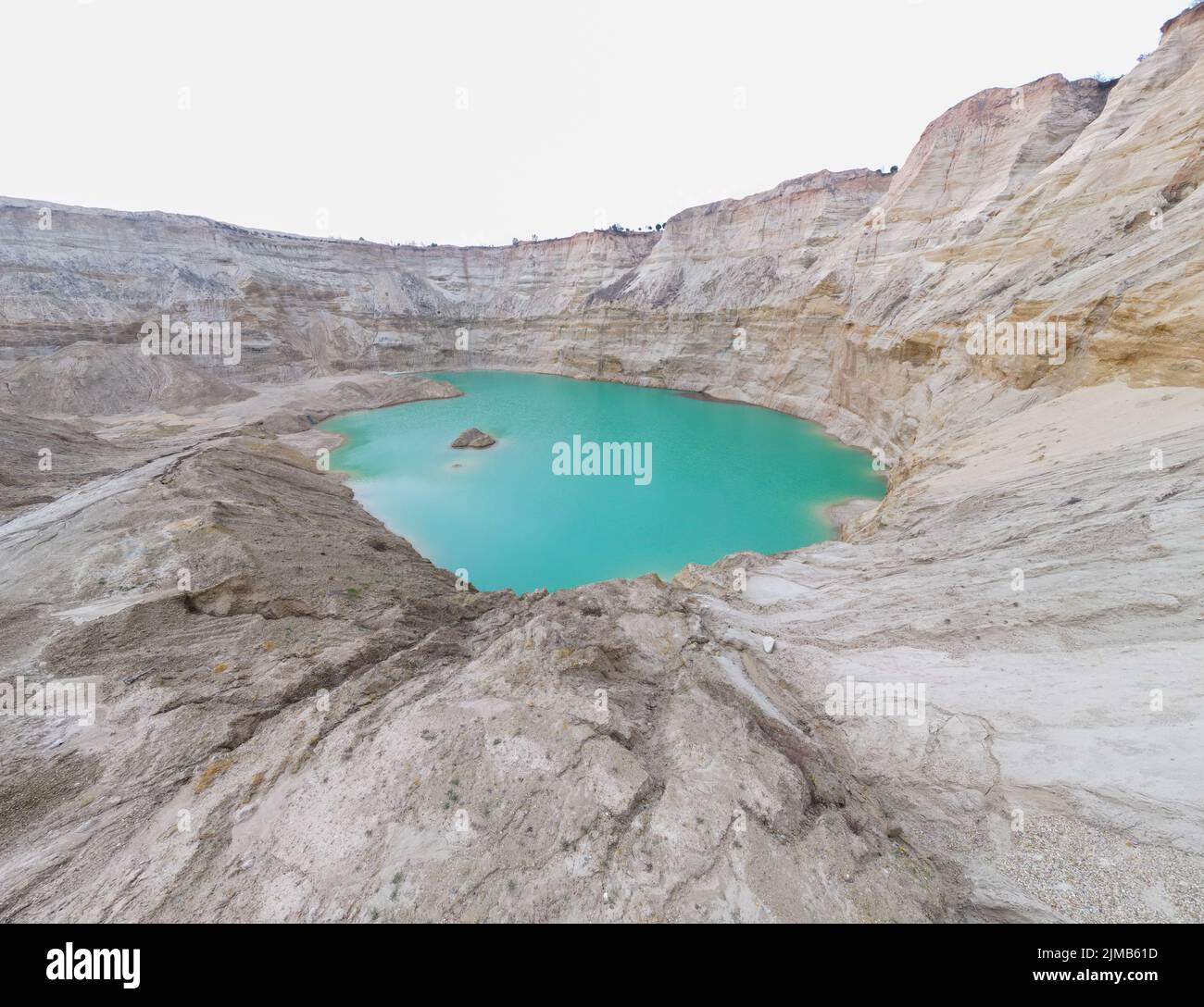 A sand quarry and a formed turquoise lake in Seymen, Istanbul Stock ...