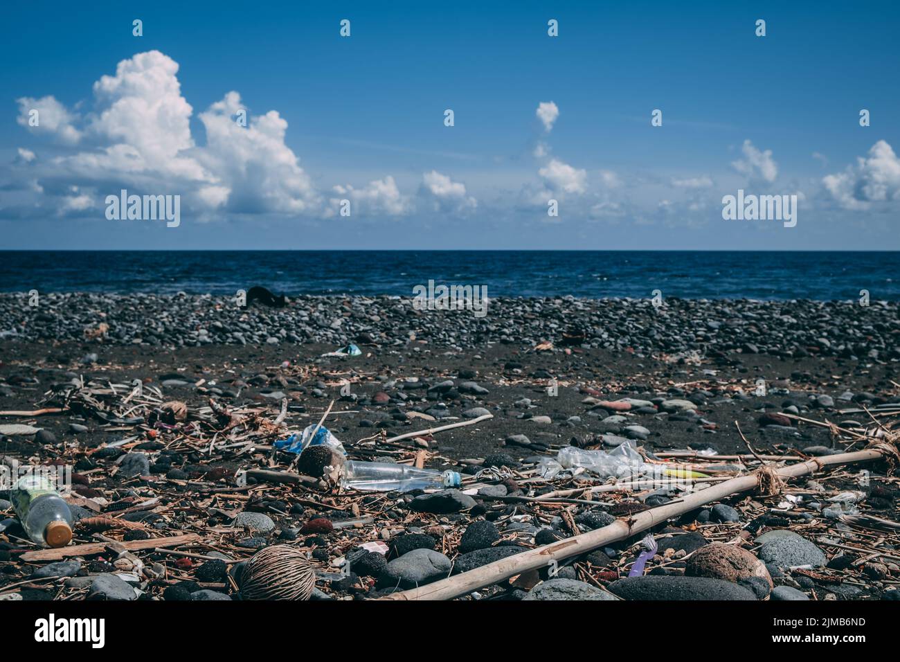 A view of a polluted beach Stock Photo - Alamy