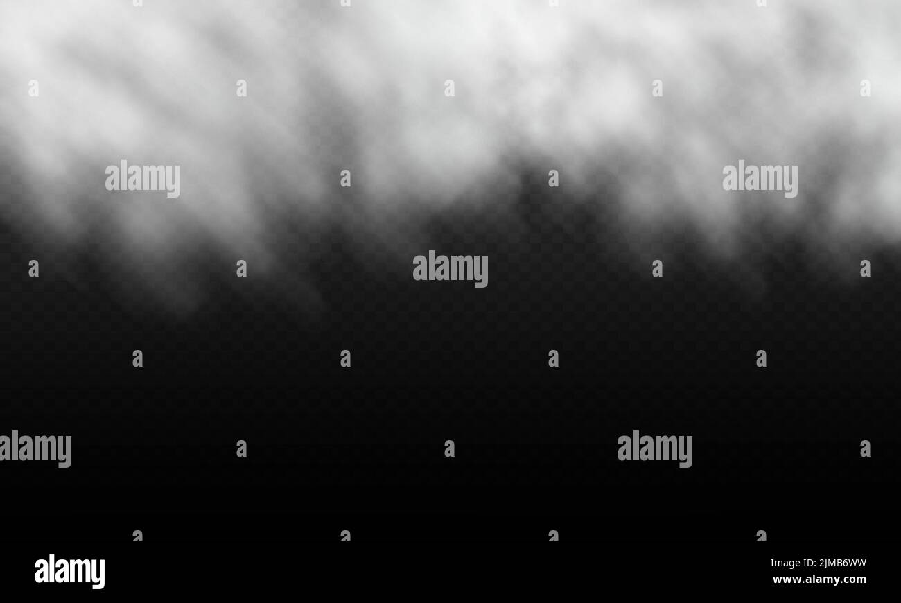 .Set of Cloudy sky or smog over the city.Set of white vector cloudiness ...