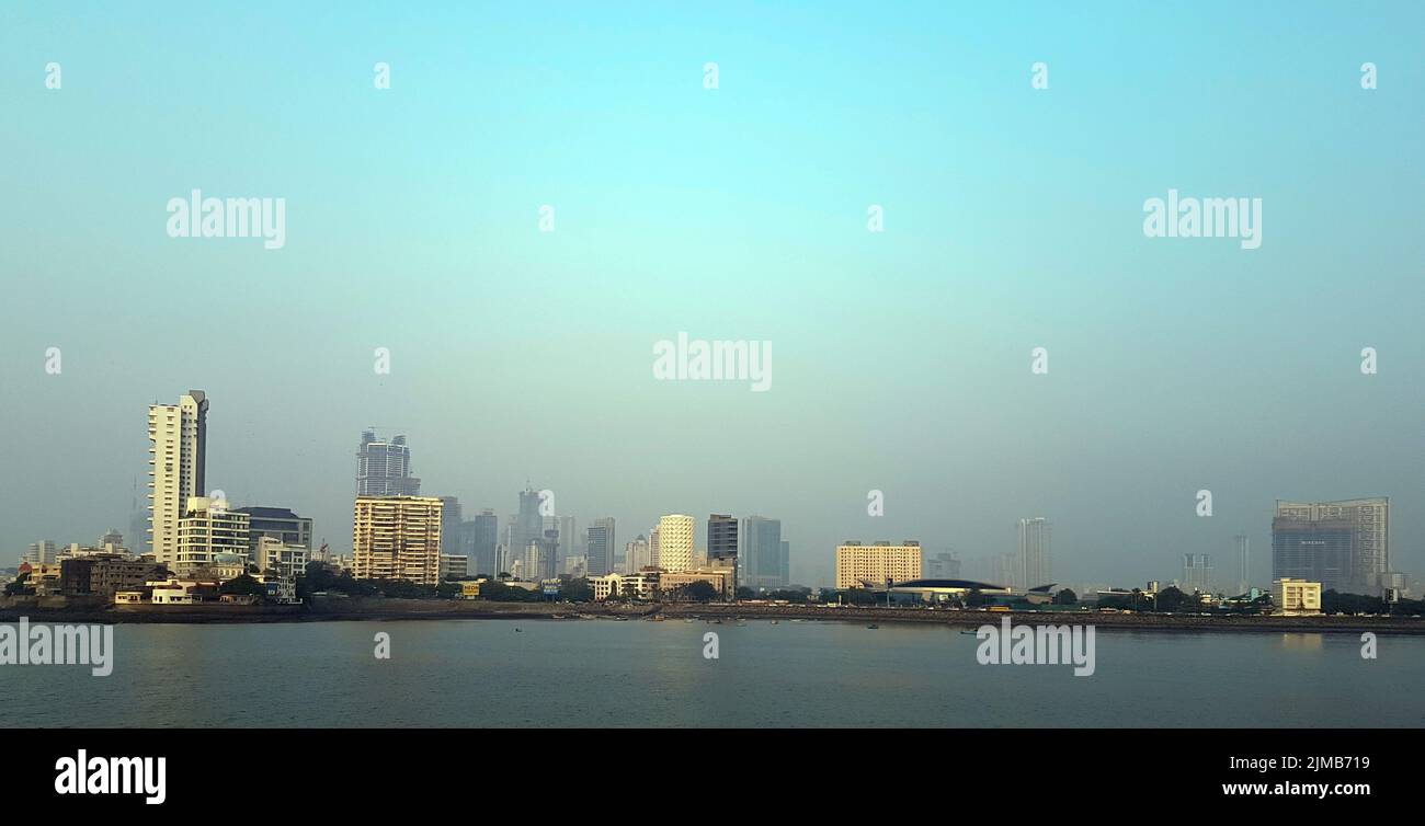 Mumbai skyline view from Marine Drive in Mumbai, India Stock Photo - Alamy