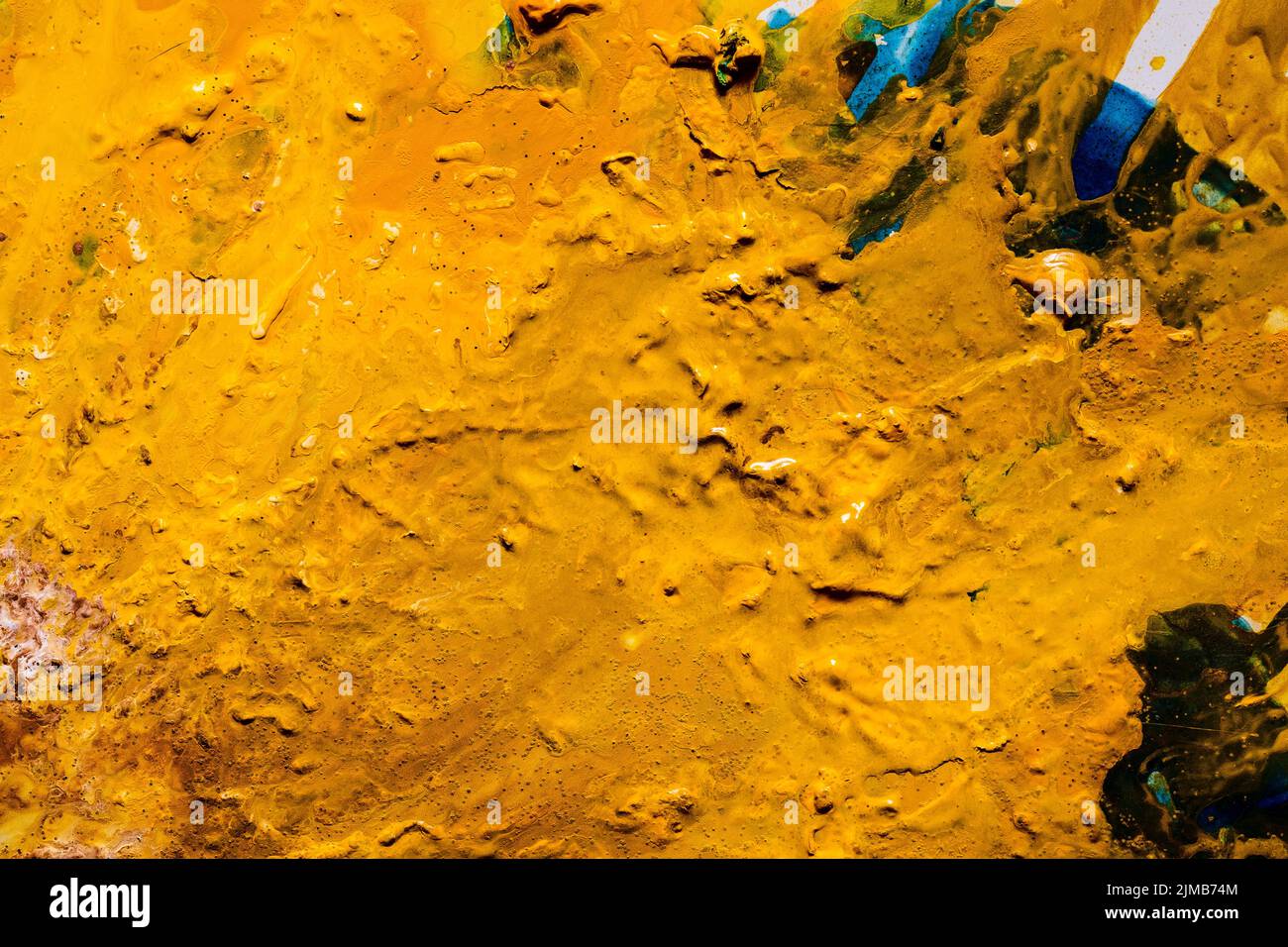 abstract yellow paint background dried fluid art Stock Photo - Alamy
