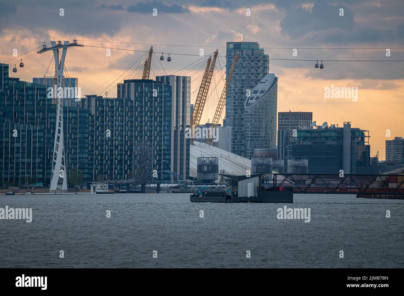 The O2 Arena with many modern glass buildings. London Stock Photo - Alamy