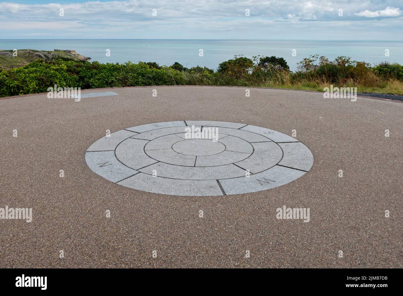 Commemorative pavement compass on summit of the Sorrento Park in Dalkey ...
