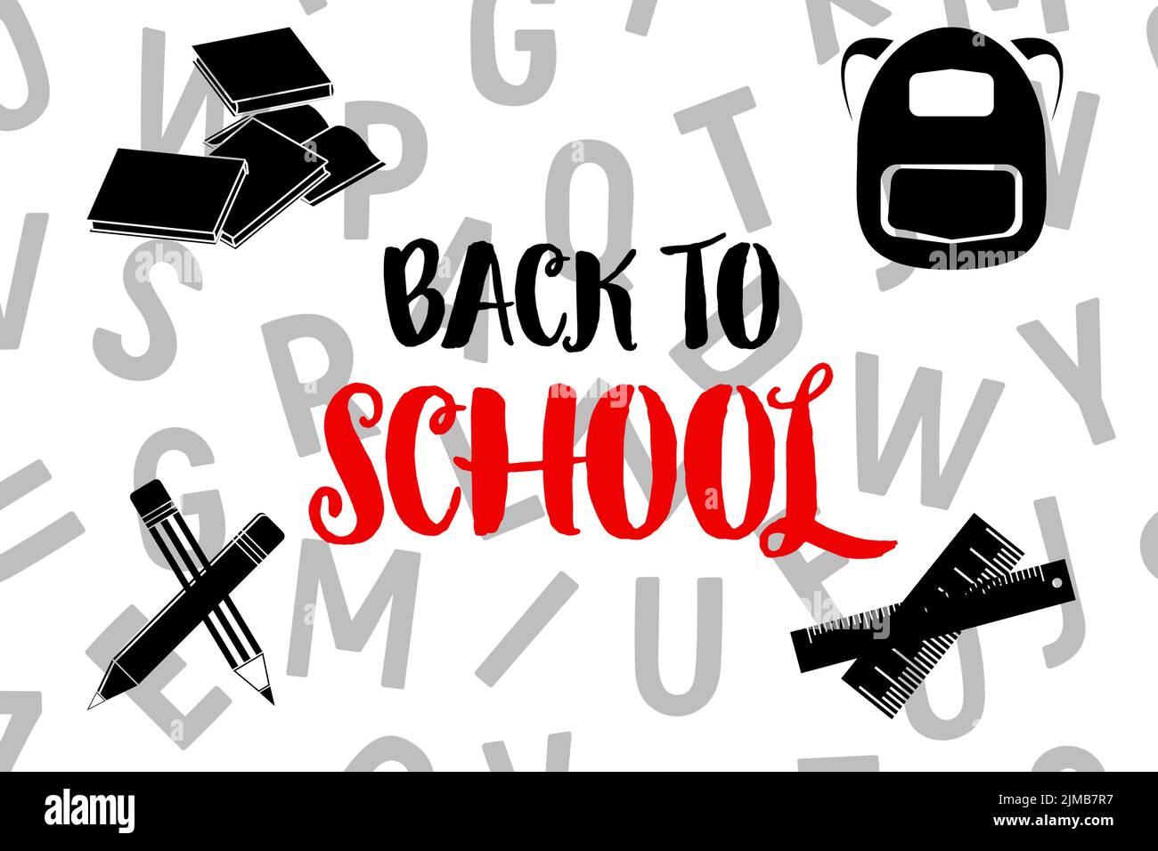 Back to School black design template for banner poster, black color bag ...