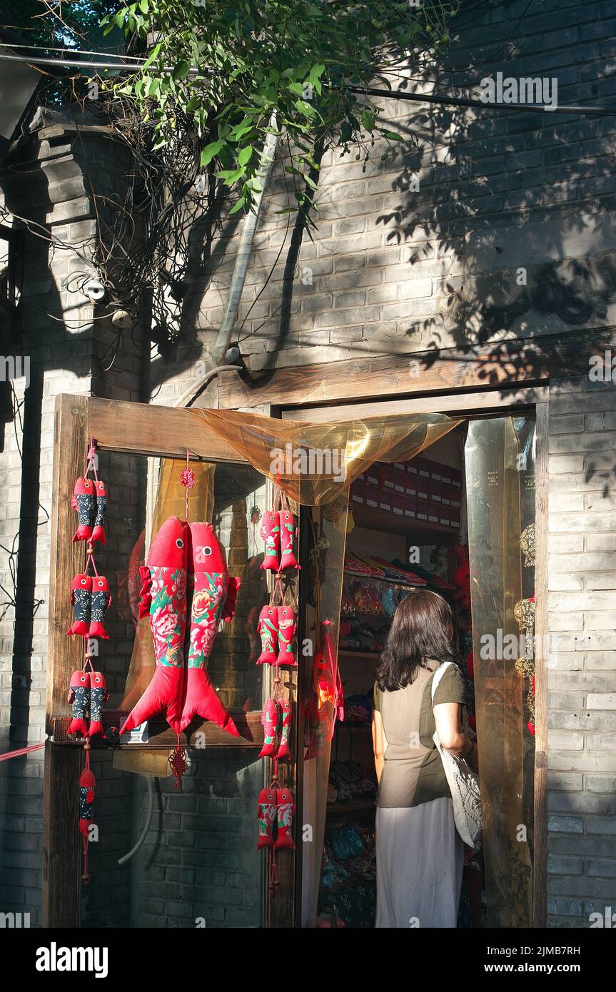 An old place, souvenir shop with many souvenir small objects in ...