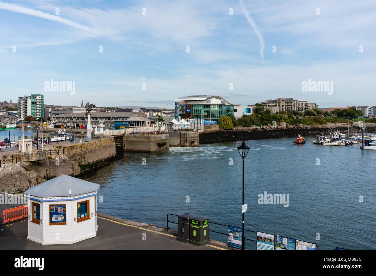 the Sutton Harbor pedestrian swing bridge connecting the Barbican to ...