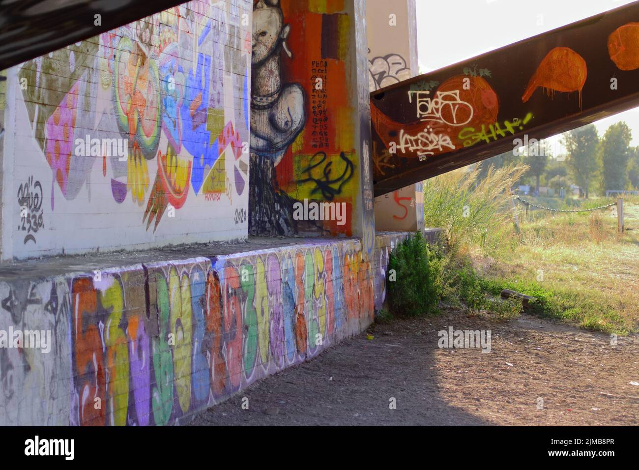 urban photography, bridge graffiti art detail Stock Photo - Alamy