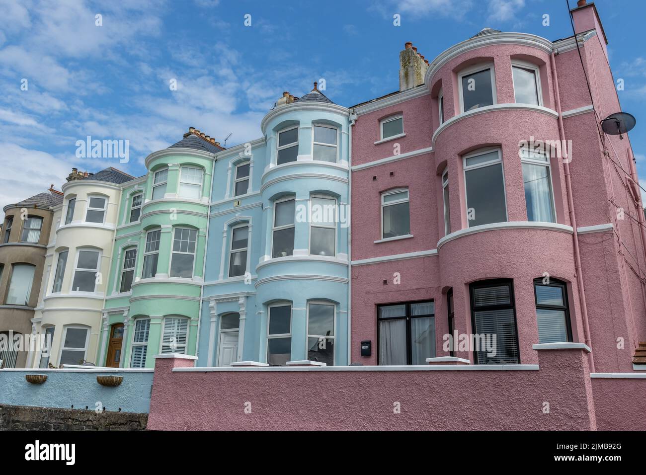 The beautiful architecture of colorful buildings in Bangor, United ...