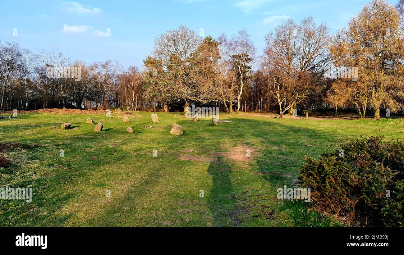 The Nine Ladies Stone Circle - an early Bronze Age historical landmark ...