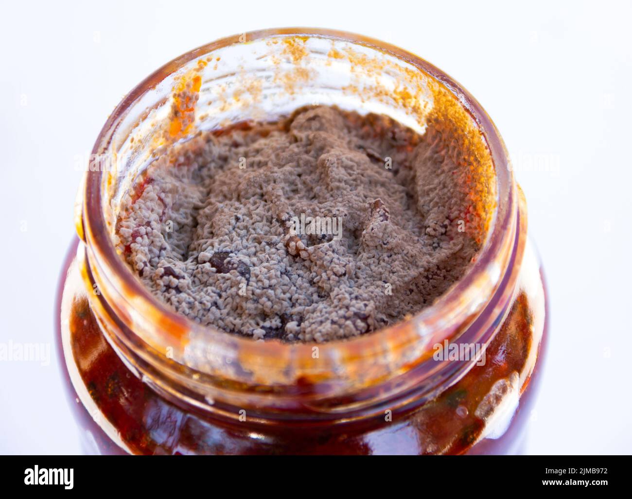 close up view of moldy, rotting jam jar Stock Photo - Alamy