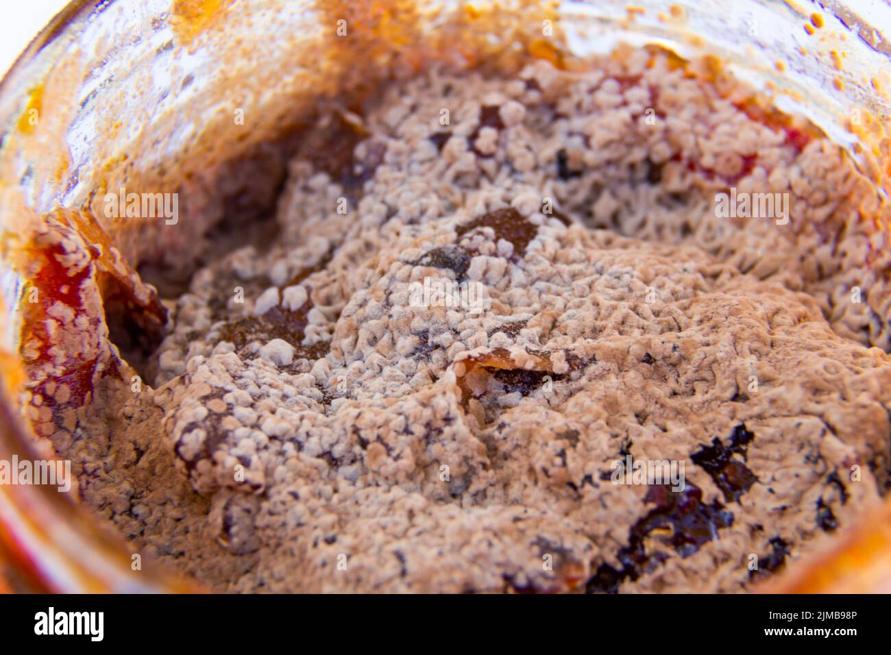 close up view of moldy, rotting jam jar Stock Photo - Alamy