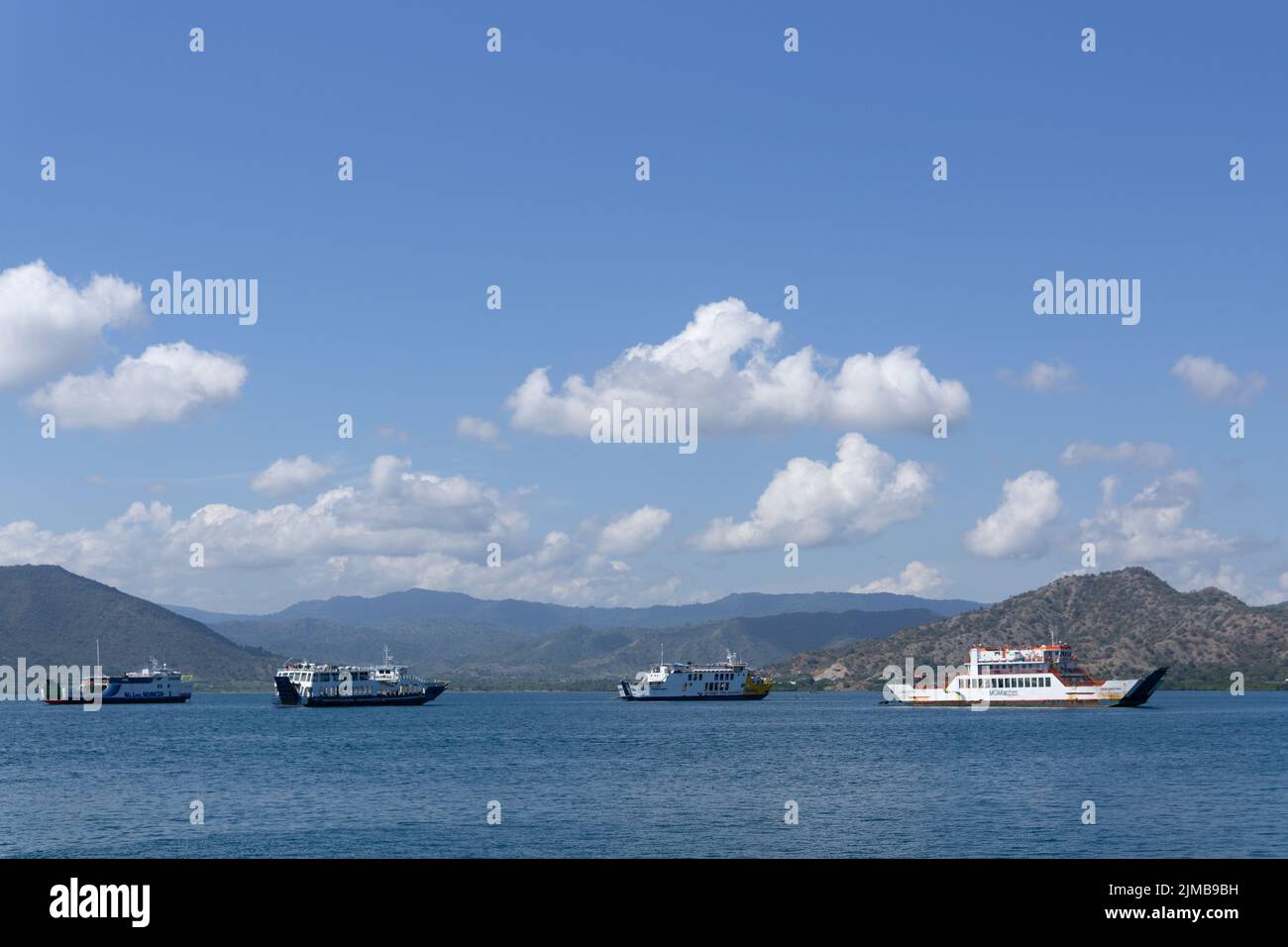 Poto Tano, West Sumbawa, Indonesia - July 9, 2022: ASDP ferry ships ...