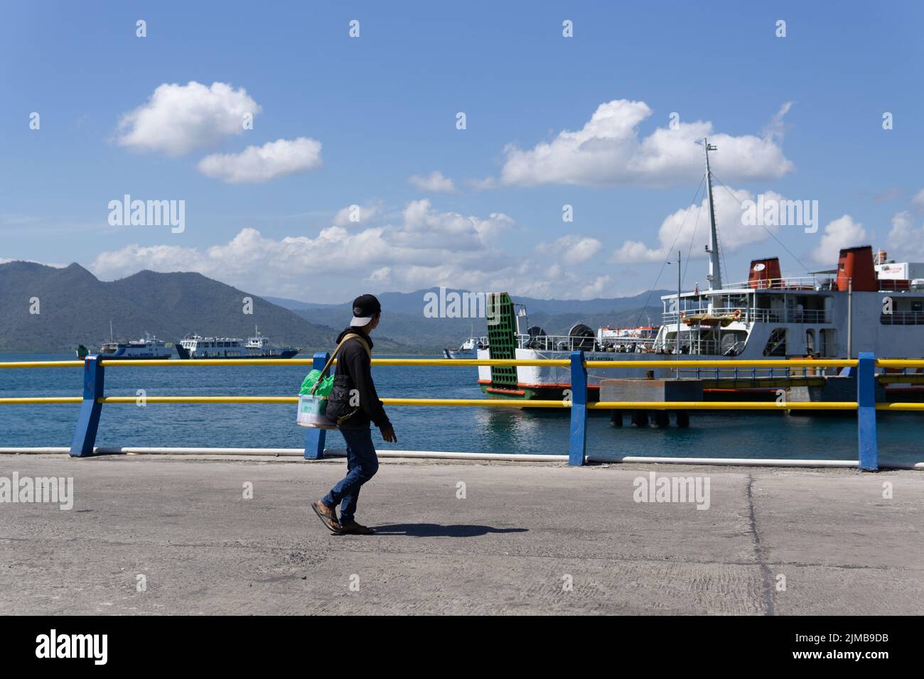 Poto Tano, West Sumbawa, Indonesia - July 9, 2022: ASDP ferry ships ...