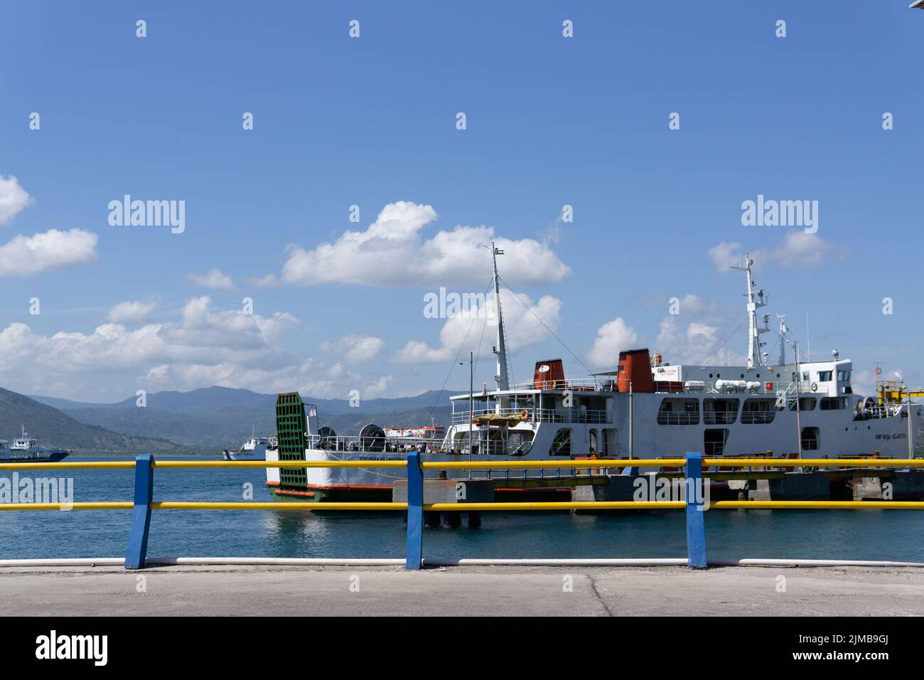 Poto Tano, West Sumbawa, Indonesia - July 9, 2022: ASDP ferry ships ...