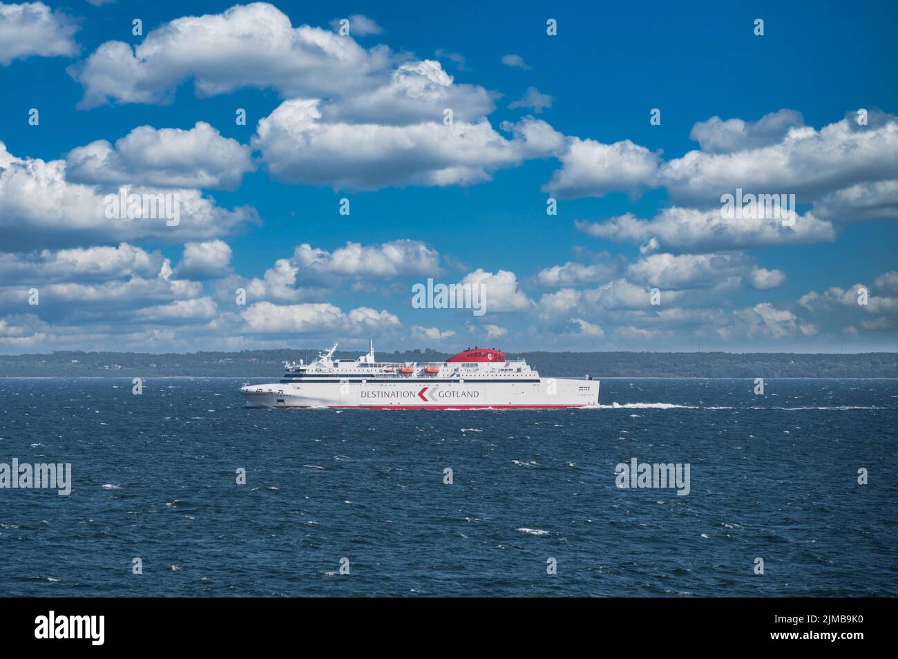 A scenic shot of the Destination Gotland ferry sailing between Visby ...
