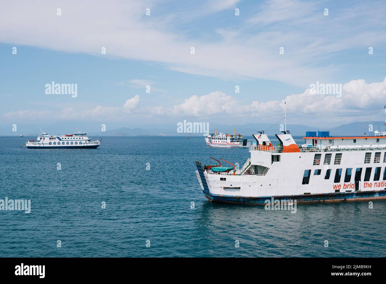 Kayangan, North Lombok, Indonesia - July 9, 2022: ASDP ferry ships that ...