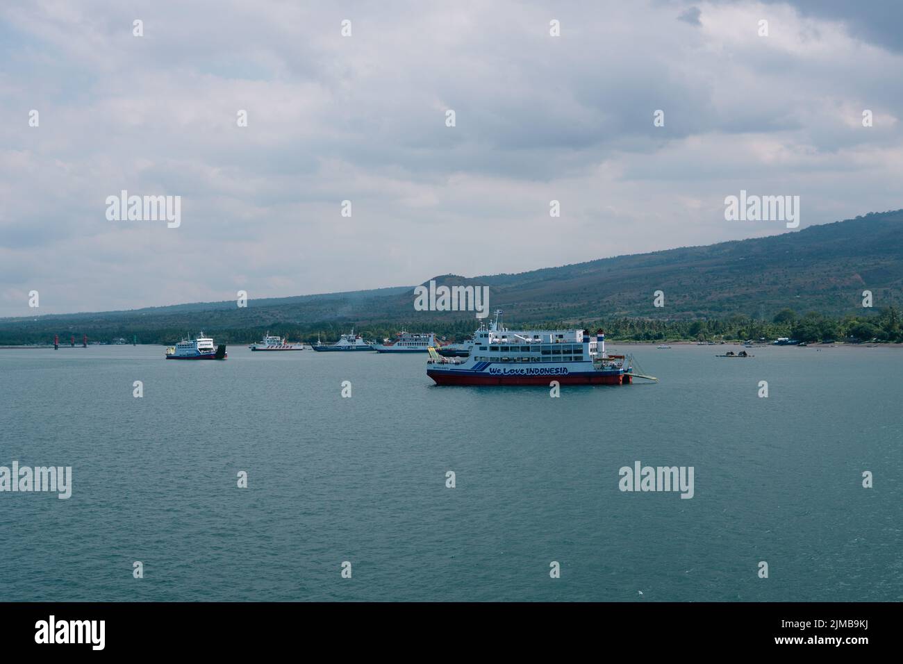 Kayangan, North Lombok, Indonesia - July 9, 2022: ASDP ferry ships that ...