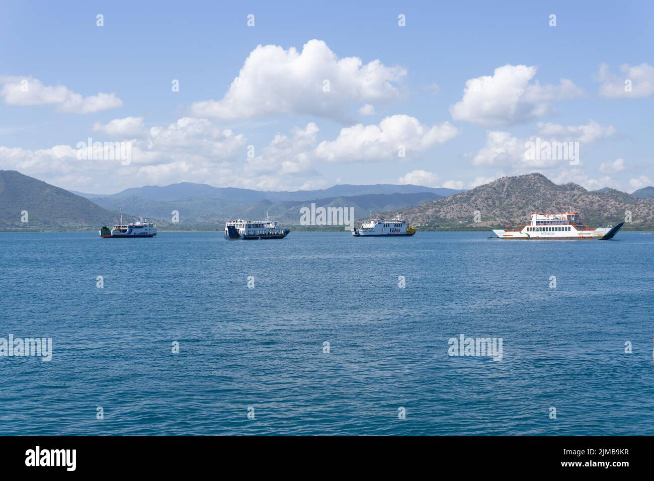 Poto Tano, West Sumbawa, Indonesia - July 9, 2022: ASDP ferry ships ...