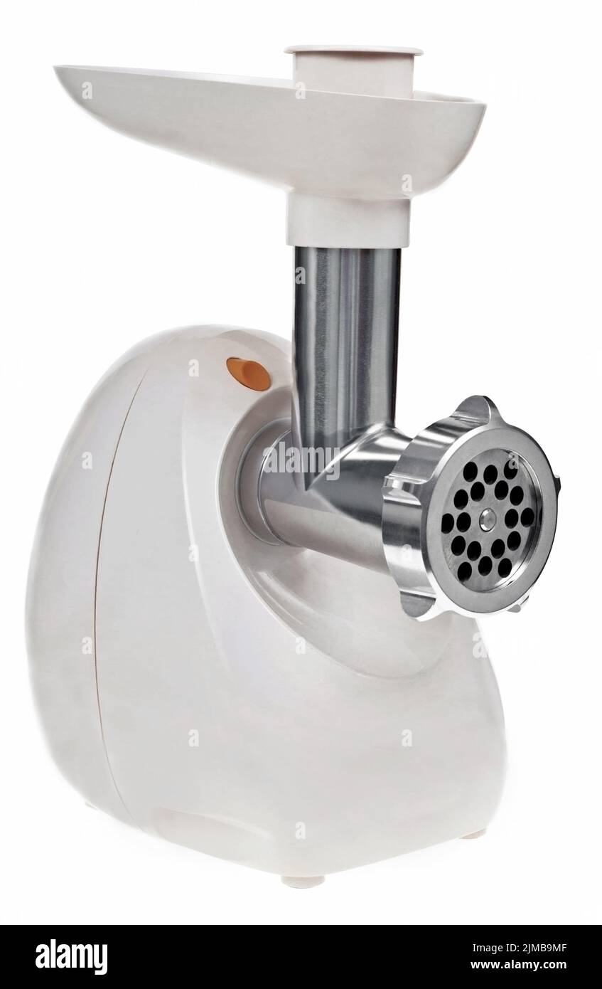 White mincing machine isolated aganist white background Stock Photo - Alamy