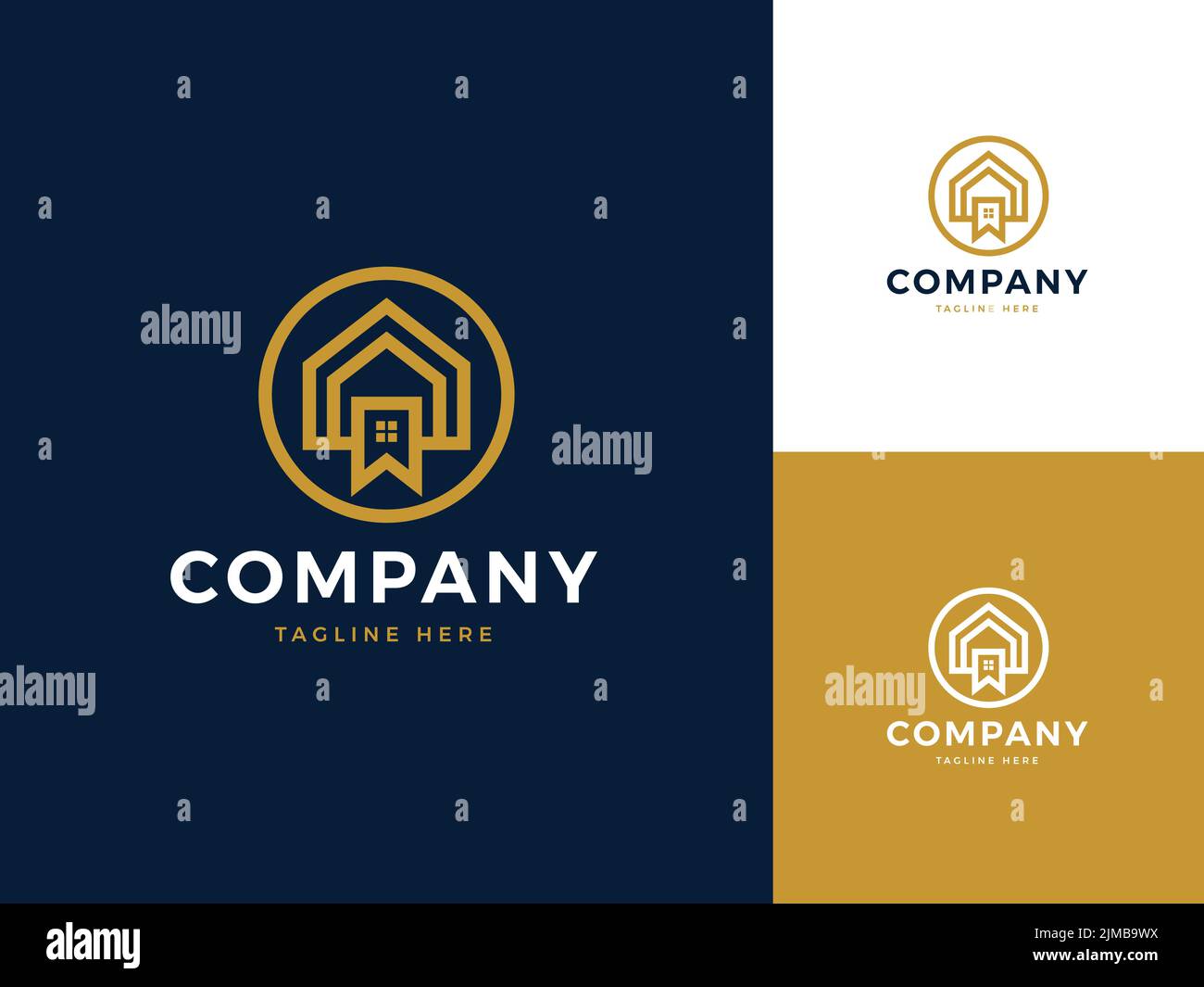 A house logo template in three colors, good for real estate ...