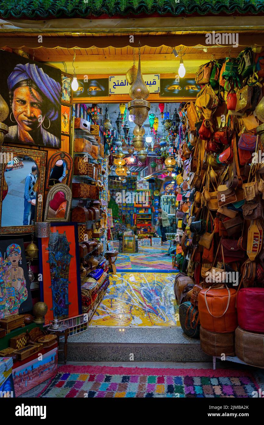 A vertical shot of colorful shop at Medina of Marrakesh Stock Photo - Alamy