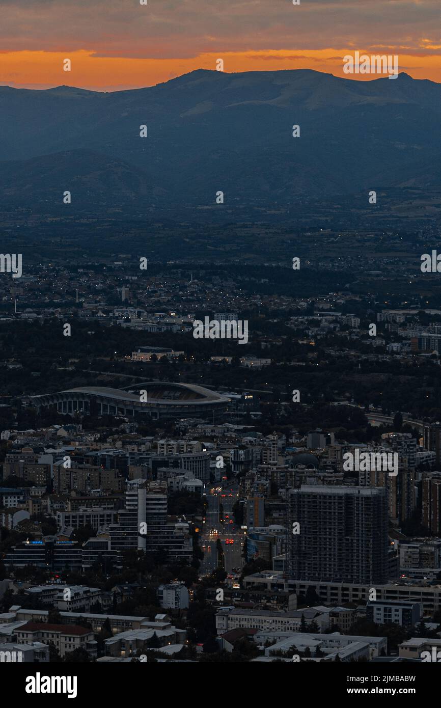 An aerial shot of high-rise buildings cityscape in metropolis city ...