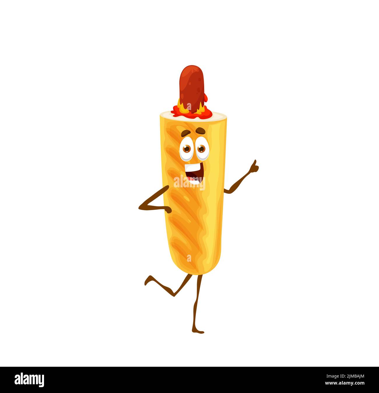 American corndog cartoon character, corn dog personage. Funny vector ...