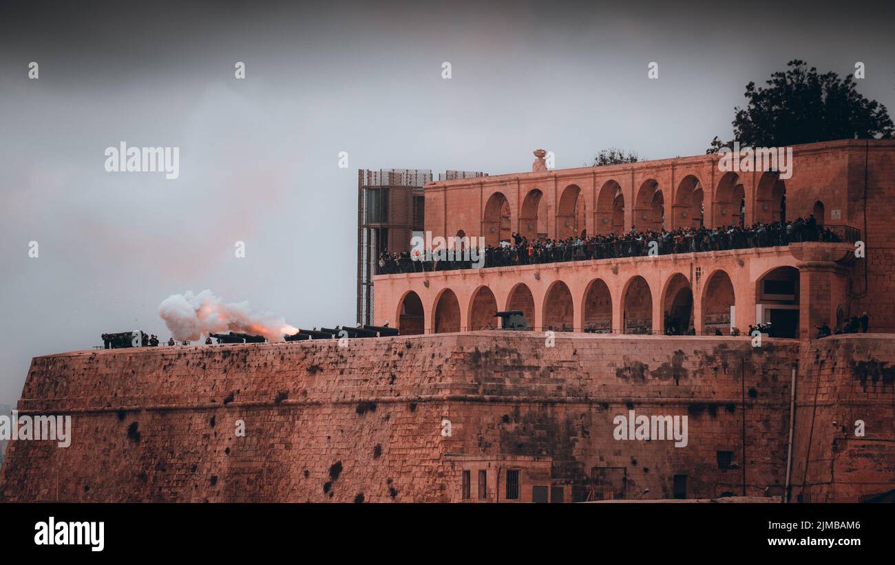 An aerial view of Gun Salute on a gloomy day Stock Photo - Alamy