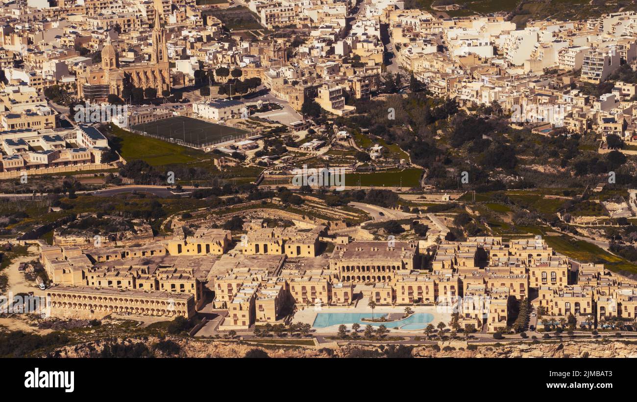 An aerial view of buildings in Gozo Stock Photo - Alamy