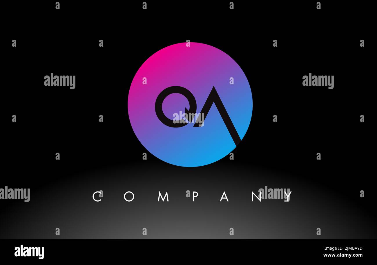 QA Letter Logo Design Icon with Purple Neon Blue Colors and Circular Design. Minimalist QA ...