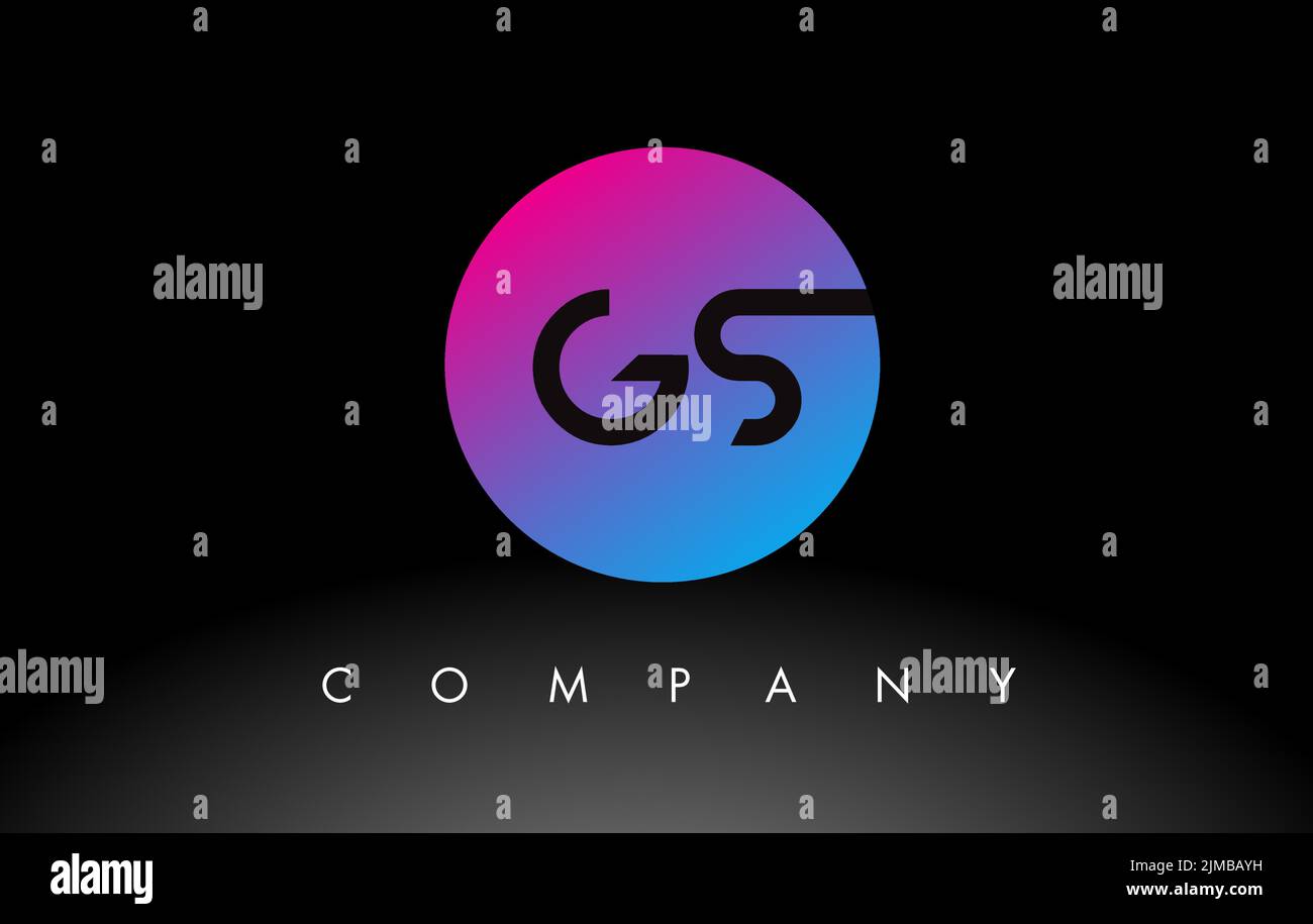 GS Letter Logo Design Icon with Purple Neon Blue Colors and Circular ...
