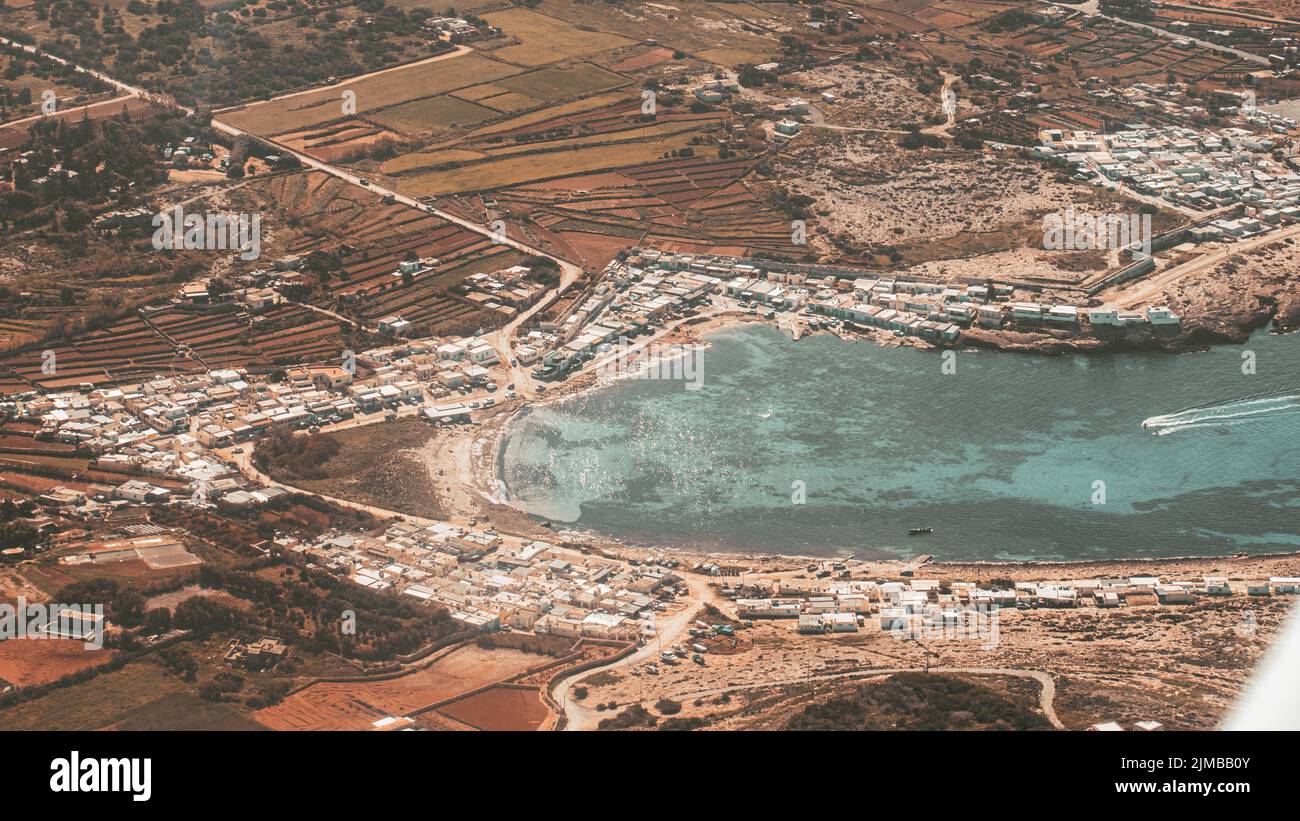 An aerial view of Armier Bay, Mellieha, Malta Stock Photo - Alamy