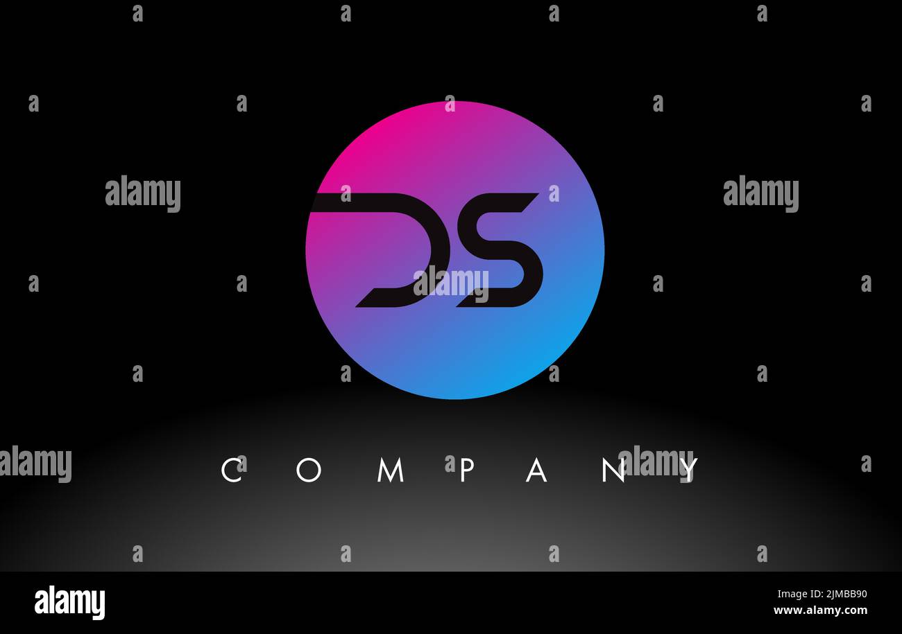 DS Letter Logo Design Icon with Purple Neon Blue Colors and Circular ...