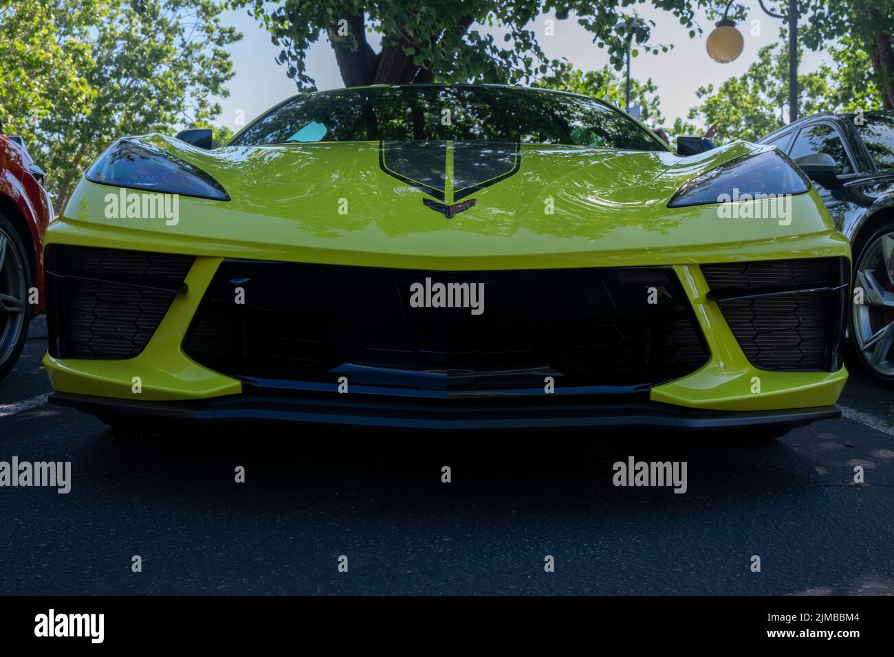 A green Chevrolet Corvette sports car parked outdoors Stock Photo - Alamy