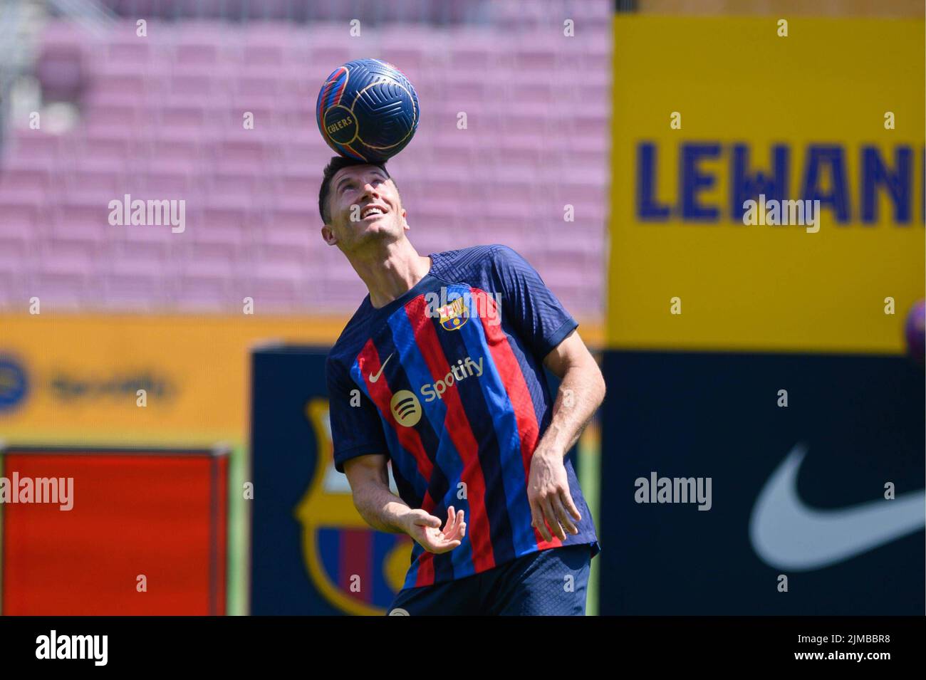 August 5, 2022, Camp Nou, Spain: ROBERT LEWANDOWSKI during his ... August 5, 2022, Camp Nou, Spain: ROBERT LEWANDOWSKI during his ...
